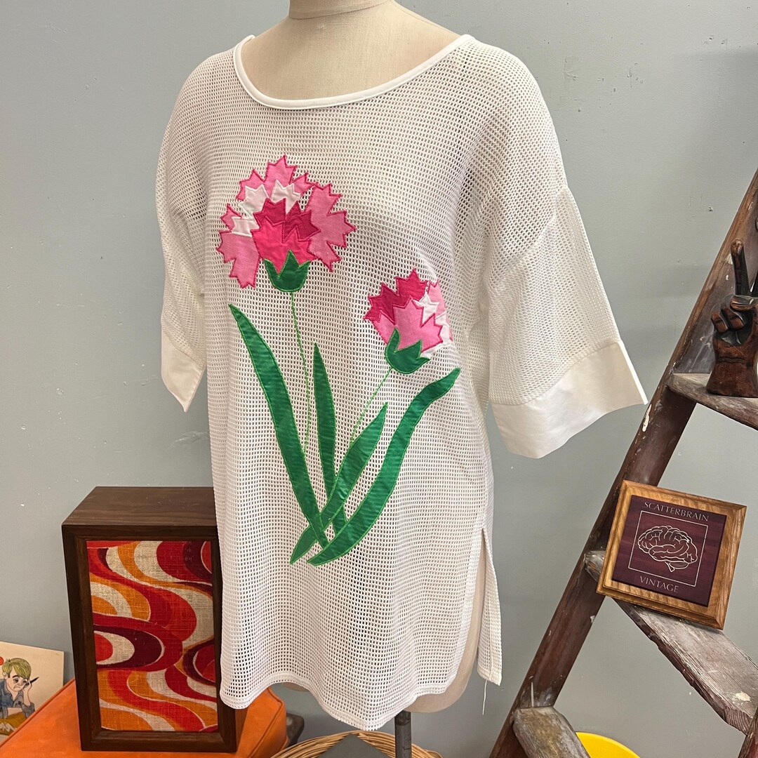 Vtg 70s WHITE FISHNET TOP : Vintage Frog Pond Oversized Medium Cute ...