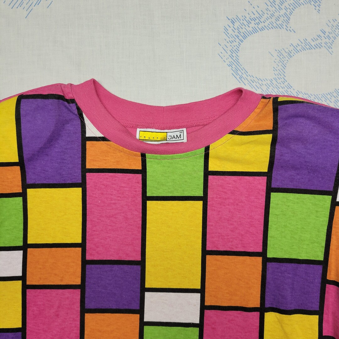 Vintage 80s 90s Stained Glass Shirt // Bright Abstract Print Shirt - Etsy