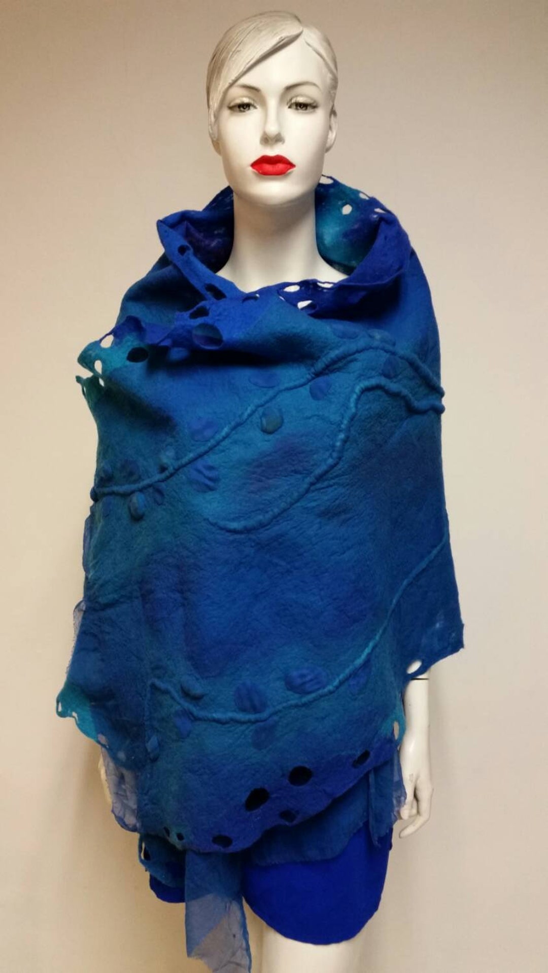 Valentines gif idée châle chaud, foulard cobalt, soie, mousseline ...