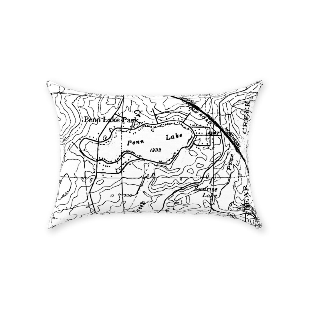 Penn Lake Pennsylvania Map Throw Pillow - Etsy