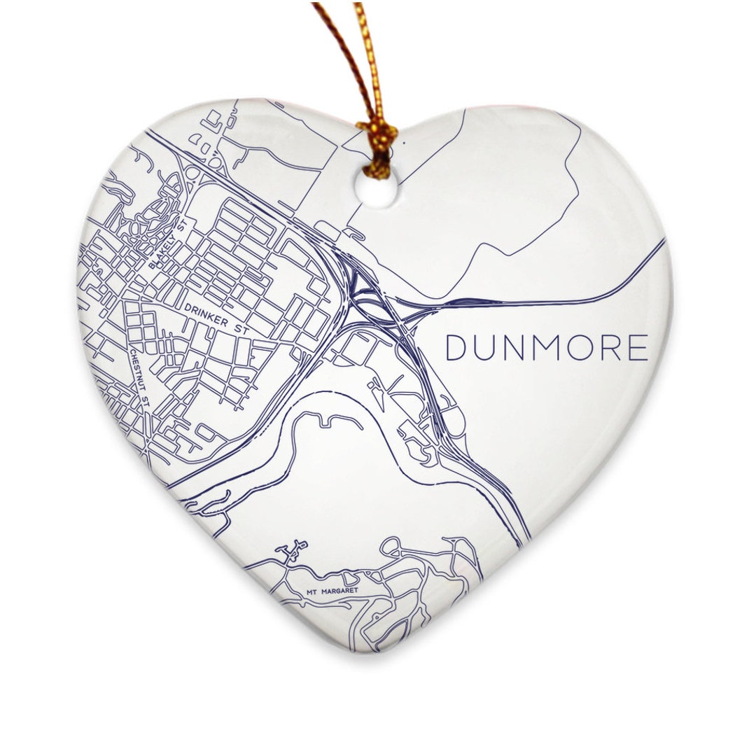 Dunmore Pa Map Porcelain Ornaments Blue - Etsy