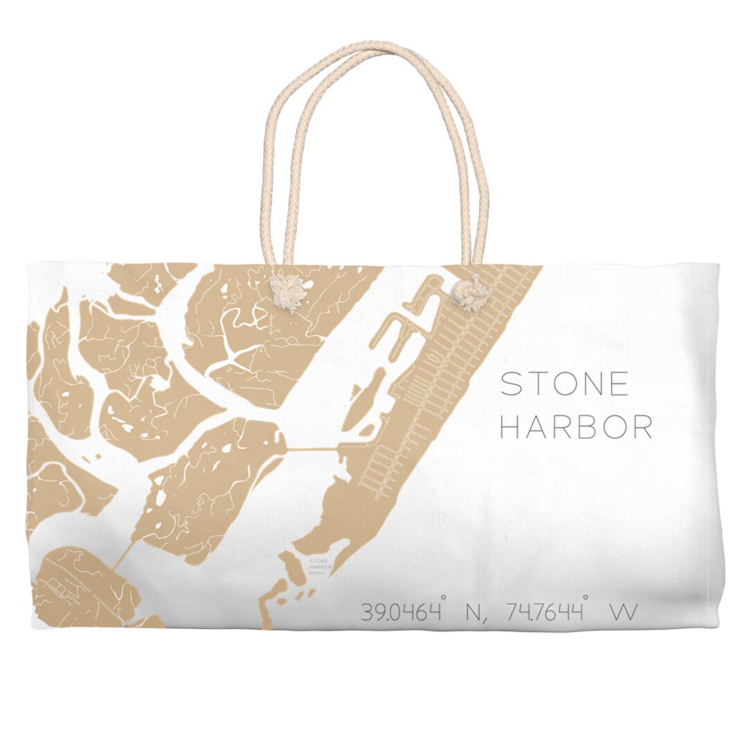 Stone Harbor Map Canvas Tote Bag - Etsy