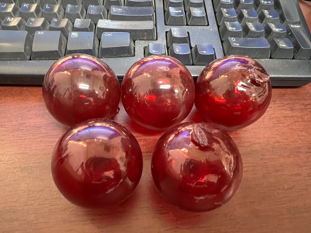 3 Pieces Red Decorative Reproduction Blown Glass Float Fishing Buoy ...