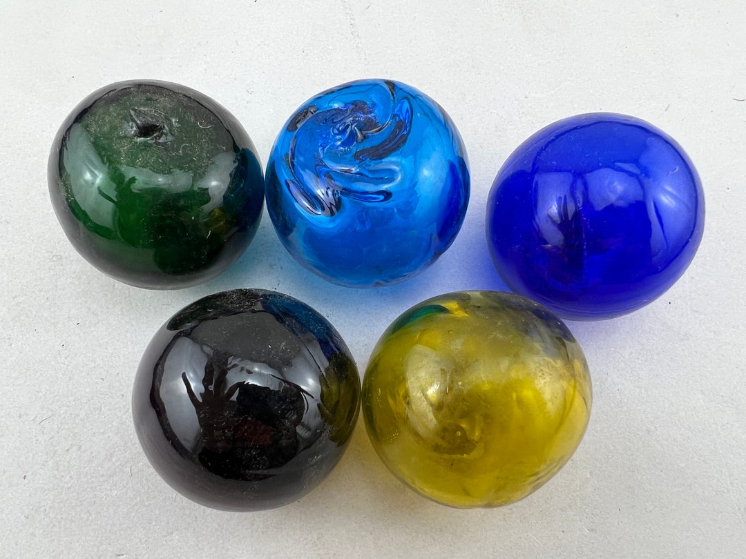 5 Pieces Assorted Decorative Reproduction Blown Glass Float Fishing ...