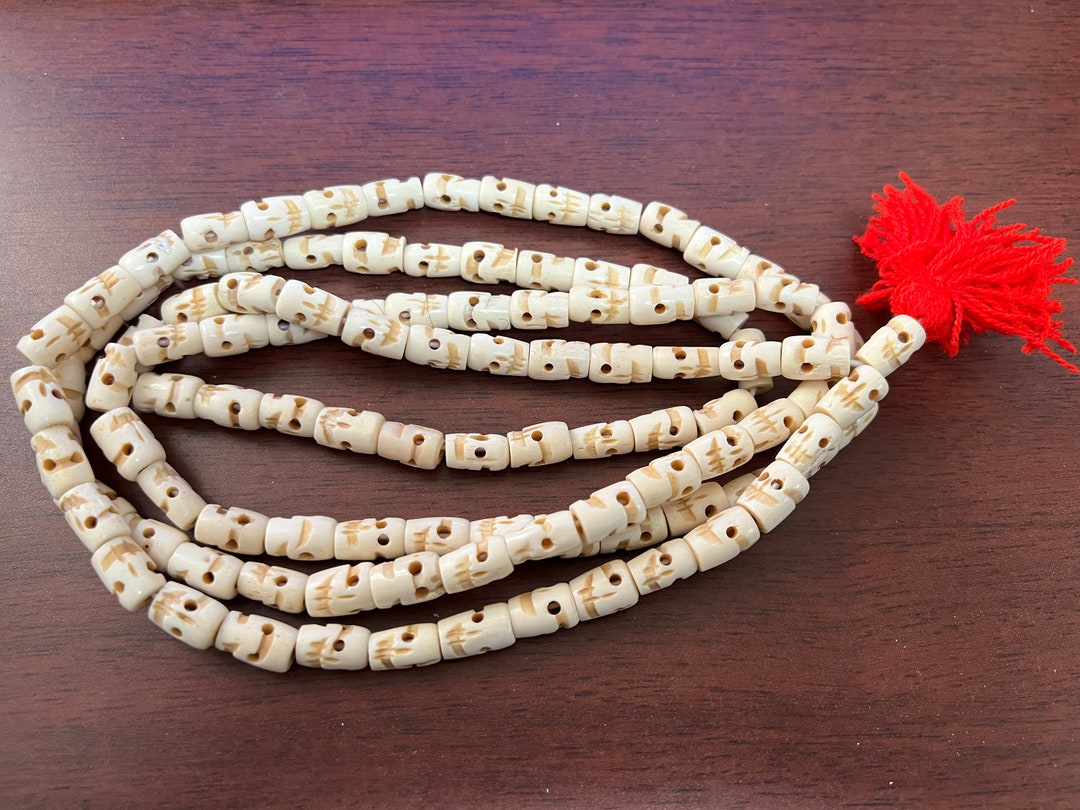 Hand-carved Tibetan 108 Bone Prayer Beads Skull Necklace Bracelet #SB ...