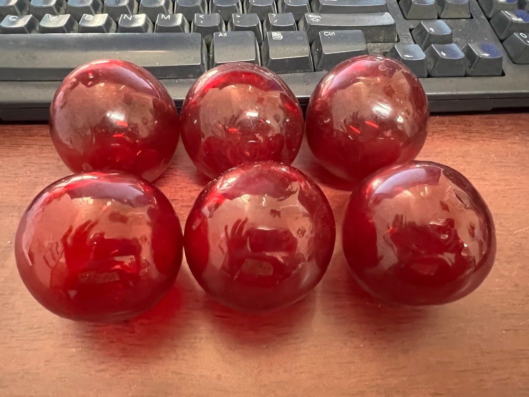 6 Pieces Red Decorative Reproduction Blown Glass Float Fishing Buoy ...