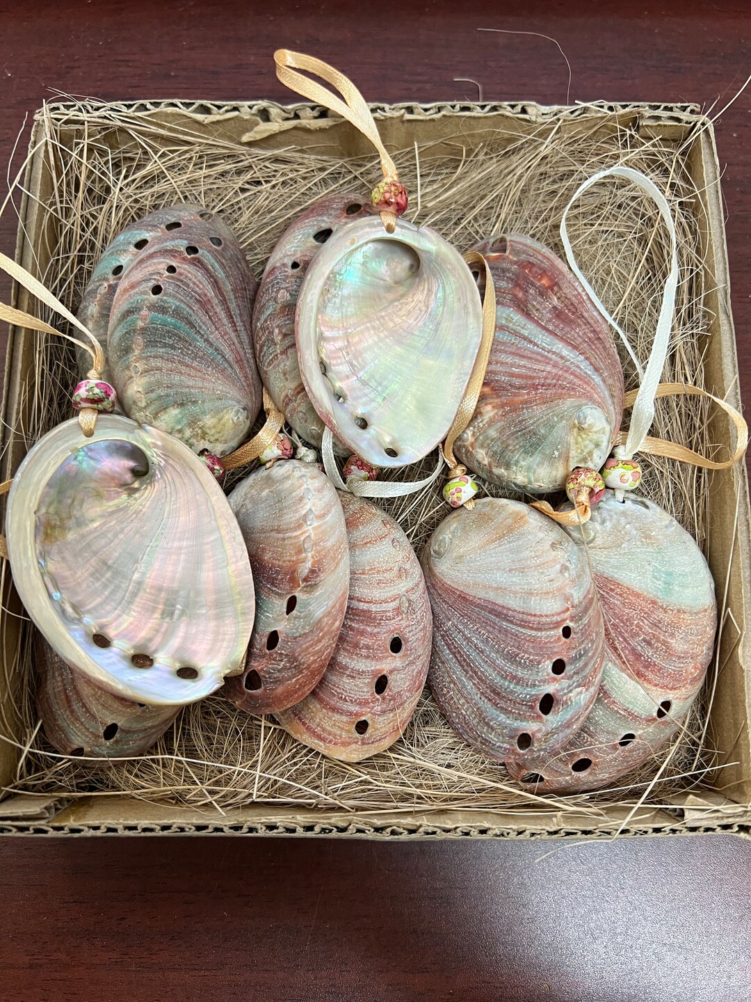 12 Pcs Red ABALONE SHELL ORNAMENT Nautical Decor - Etsy