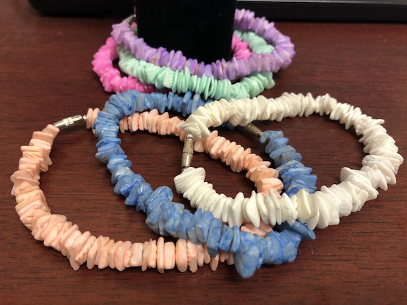 6 Pcs Colorful Handmade Puka Chip Coco Shell Stretch Anklet - Etsy