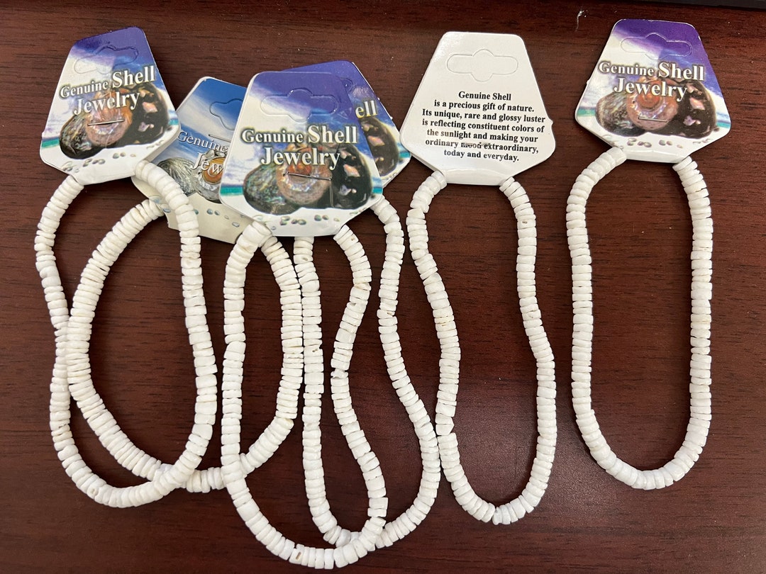 6 Pcs White Handmade Puka Chip Coco Shell Stretch Bracelet 7" - Etsy