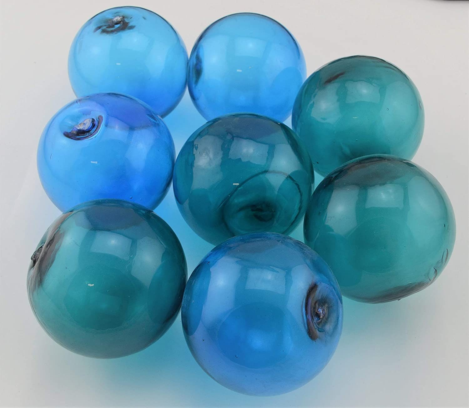 8 Pieces Turquoise and Light Blue Decorative Reproduction Blown Glass ...