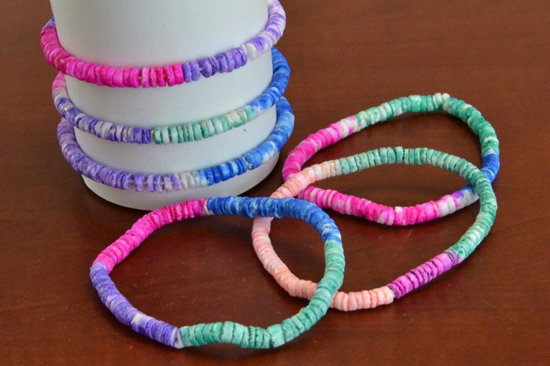 6 Pcs Colorful Handmade Puka Chip Coco Shell Stretch Anklet 9" AK-44 - Etsy