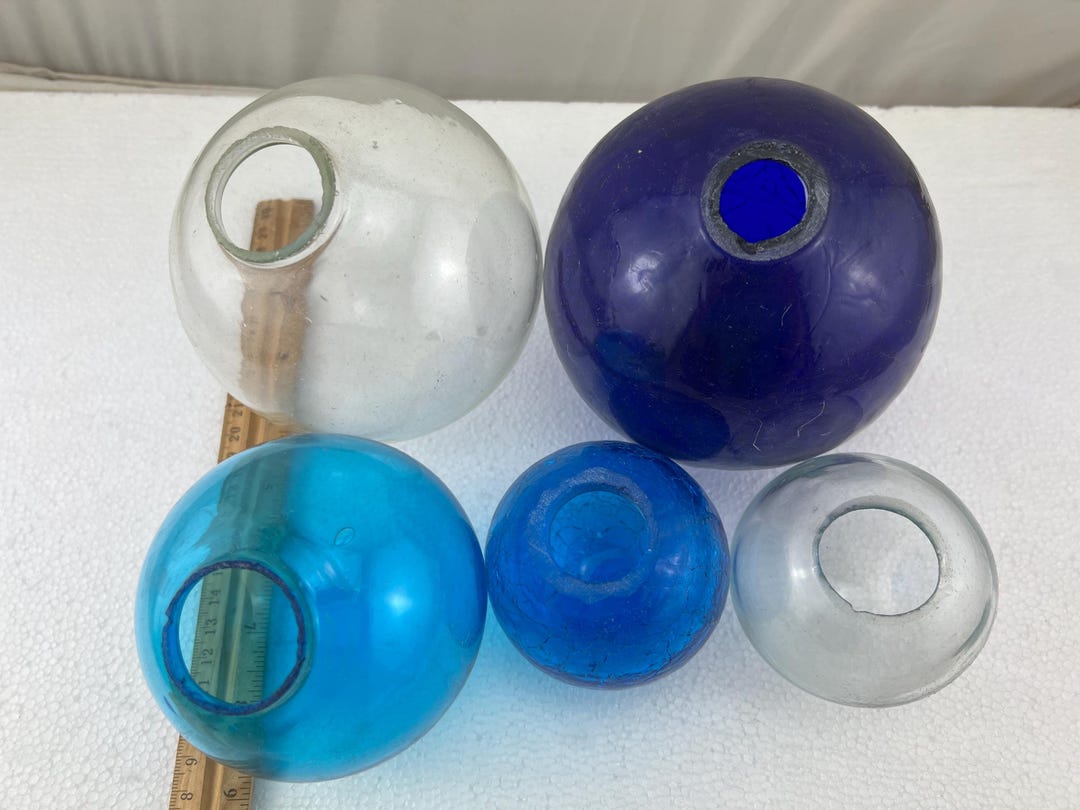 5 Pieces Light Blue Cobalt Blue White Decorative Reproduction Blown ...