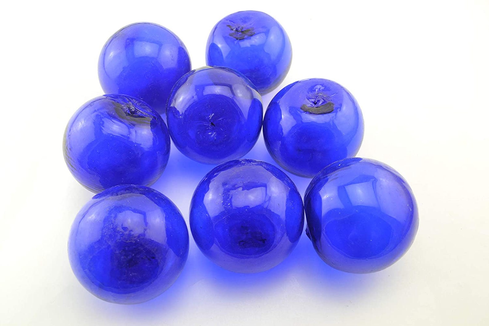 8 Pieces Cobalt Blue Decorative Reproduction Blown Glass Float Fishing ...
