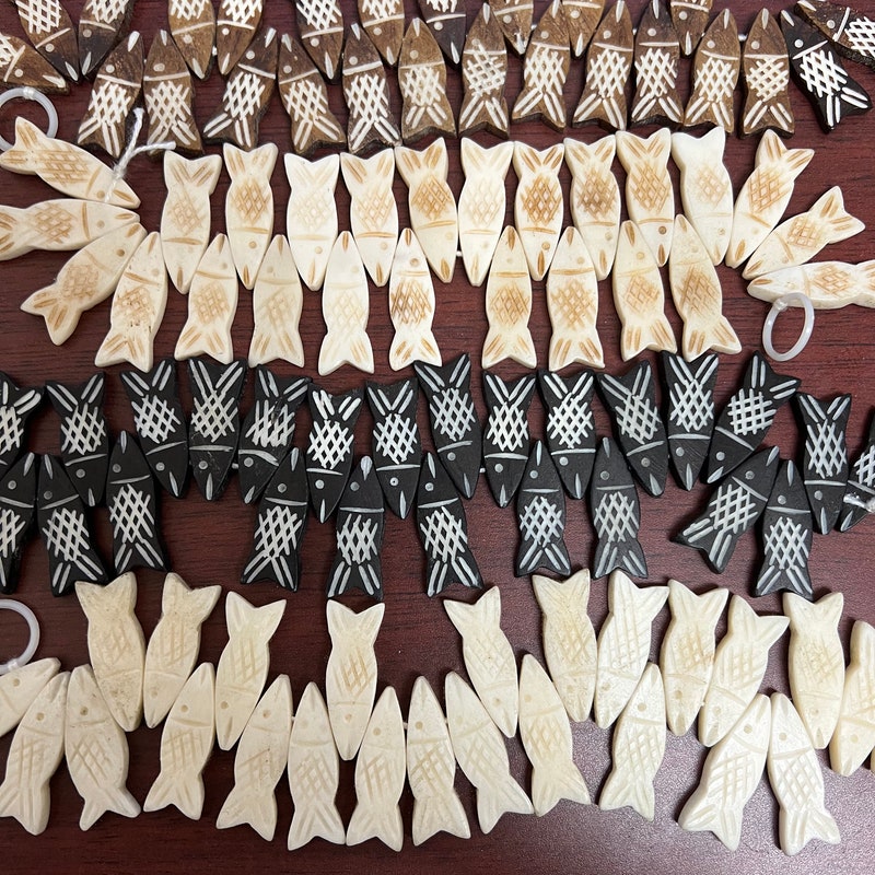 Carved Fish Beads - Etsy