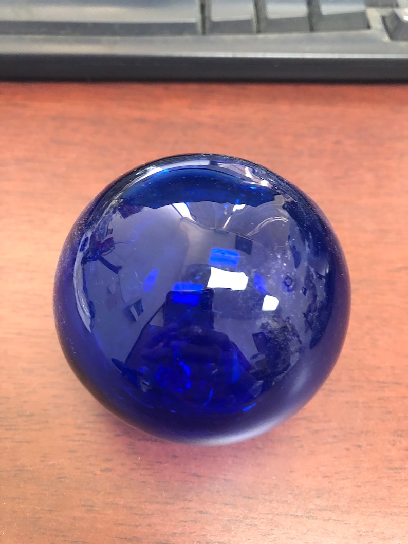 Cobalt Blue Decorative Reproduction Blown Glass Float Fishing Buoy Ball ...