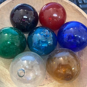 7 Pieces Assorted Decorative Reproduction Blown Glass Float Fishing ...