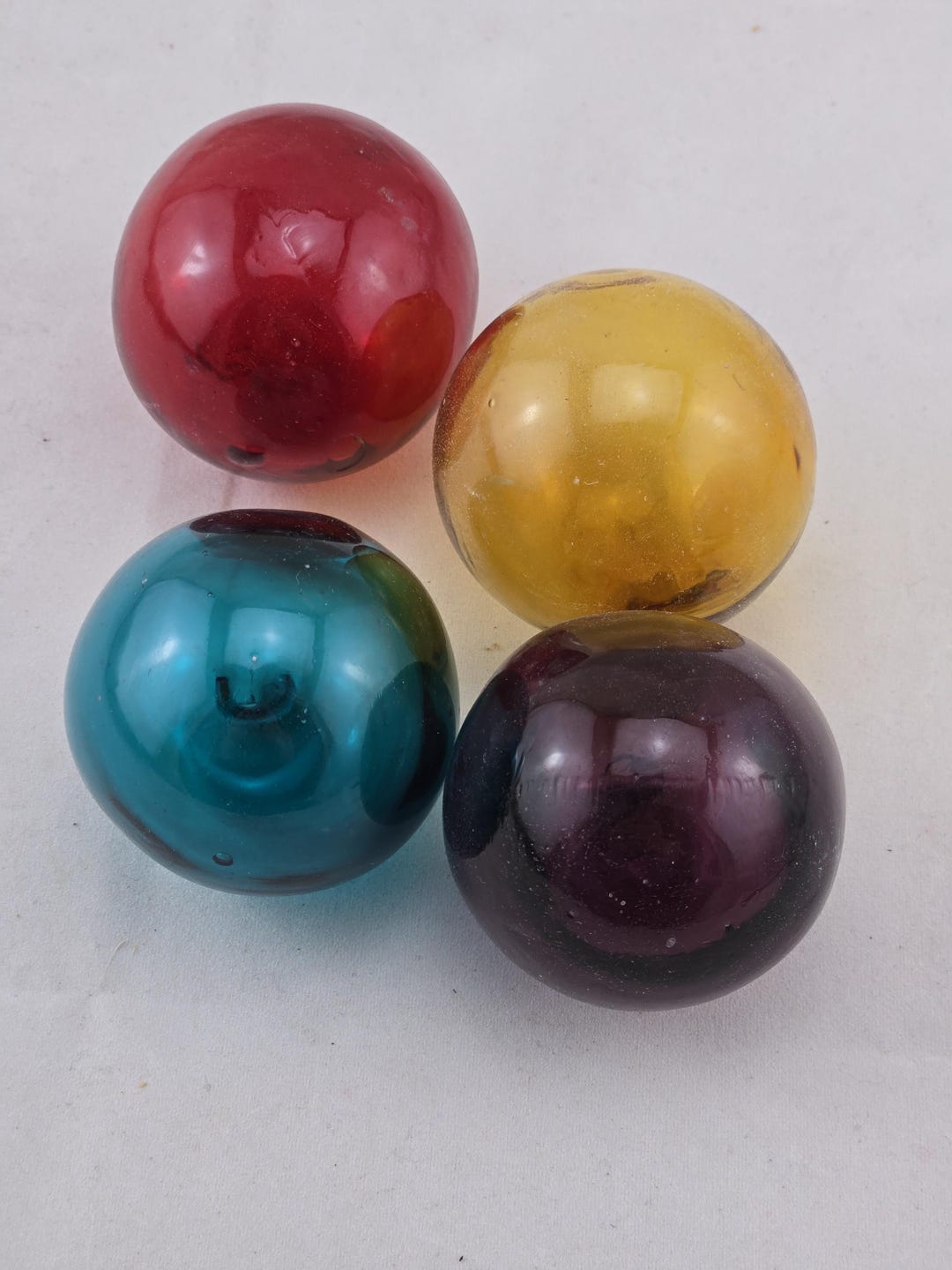 4 Pieces Assorted Decorative Reproduction Blown Glass Float Fishing ...