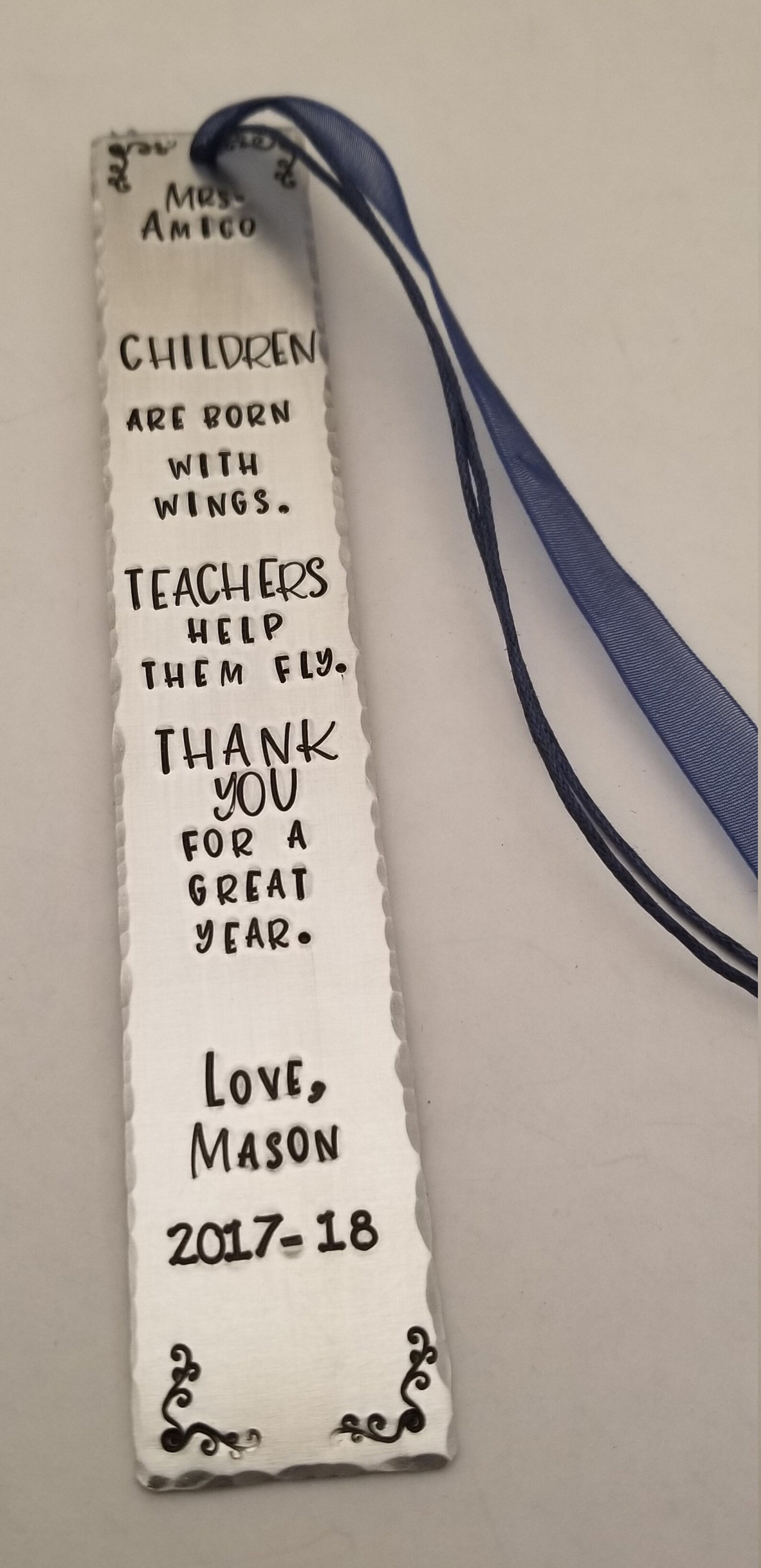 Hand Stamped Bookmark - Custom Book Mark - Teachers Gift - Graduation ...