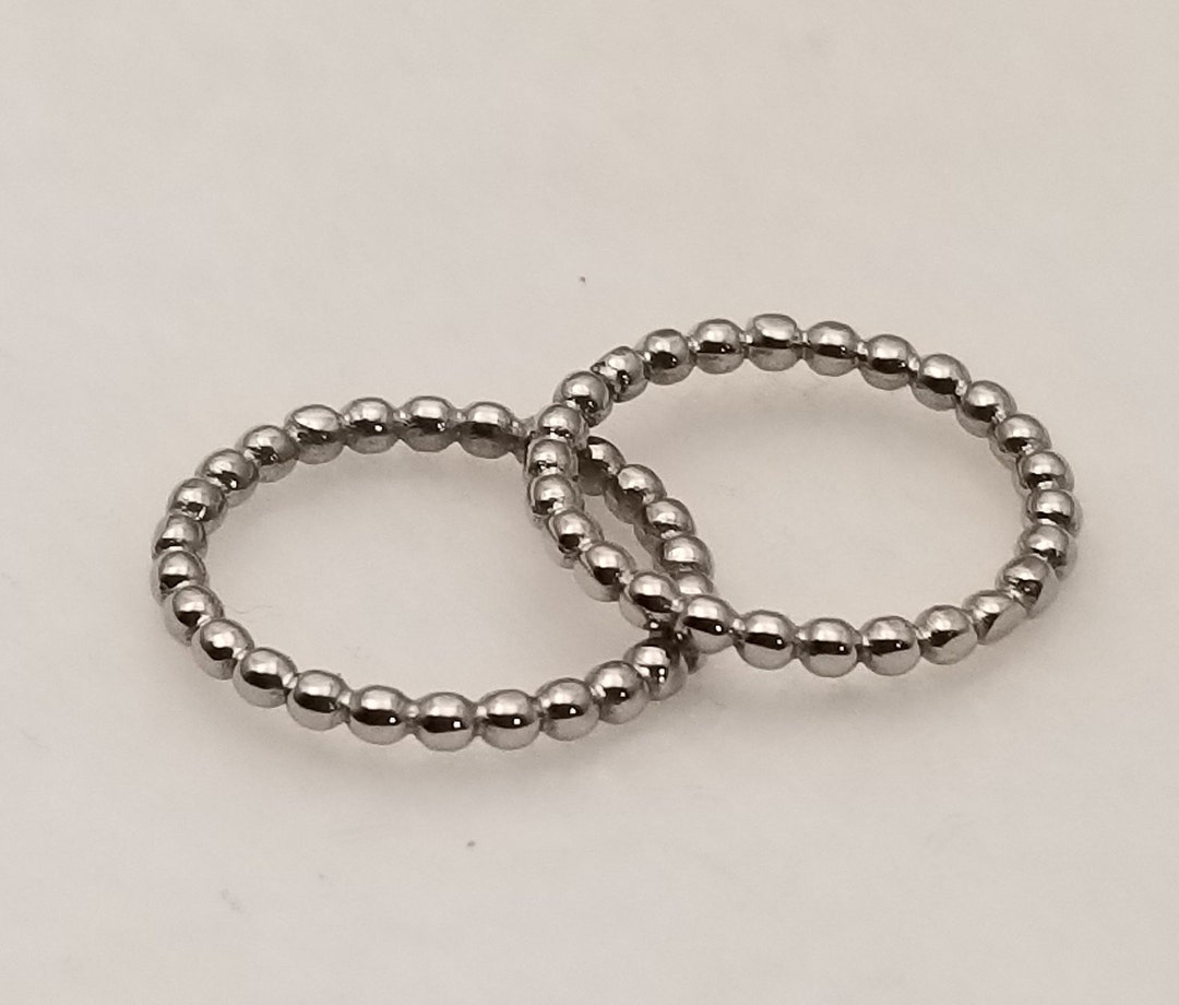 Beaded Stacking Spacer Band Ring, Stackable Beaded Wedding Engagement ...