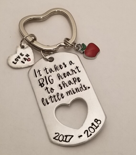 Teacher Key Chain Hand Stamped Teachers School Gift Keychain | Etsy