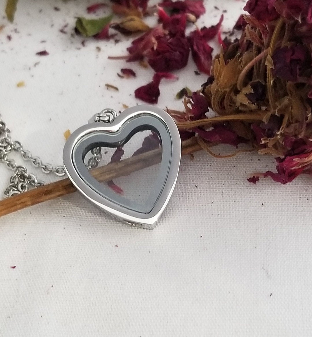 Cremation Ash Memorial Heart Glass Urn Necklace Pendant, Human Pet Ash ...