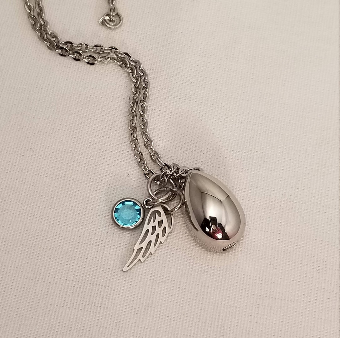 Teardrop Urn Cremation Keepsake Necklace - Grief Mourning for Human or ...
