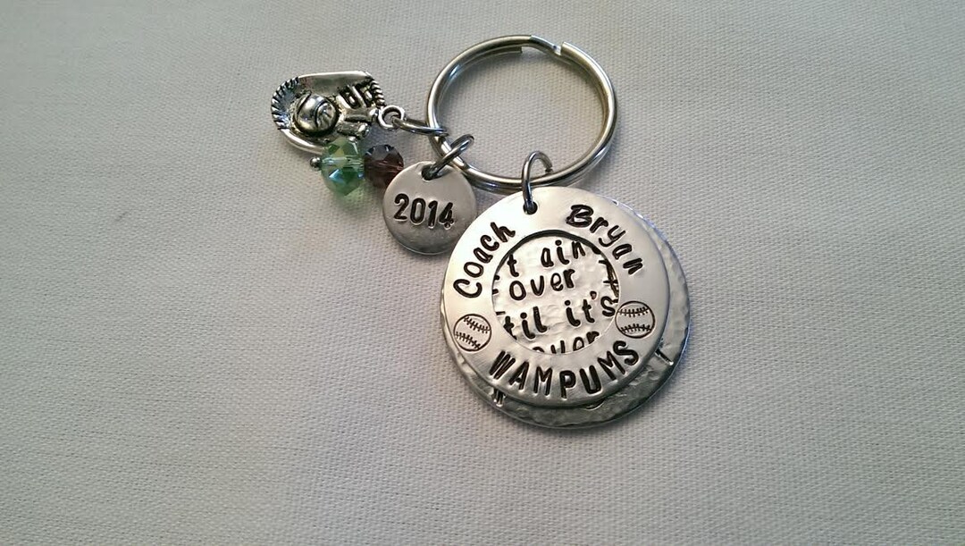 Hand Stamped Sport Keychain personalized Coach Key Chain Custom ...