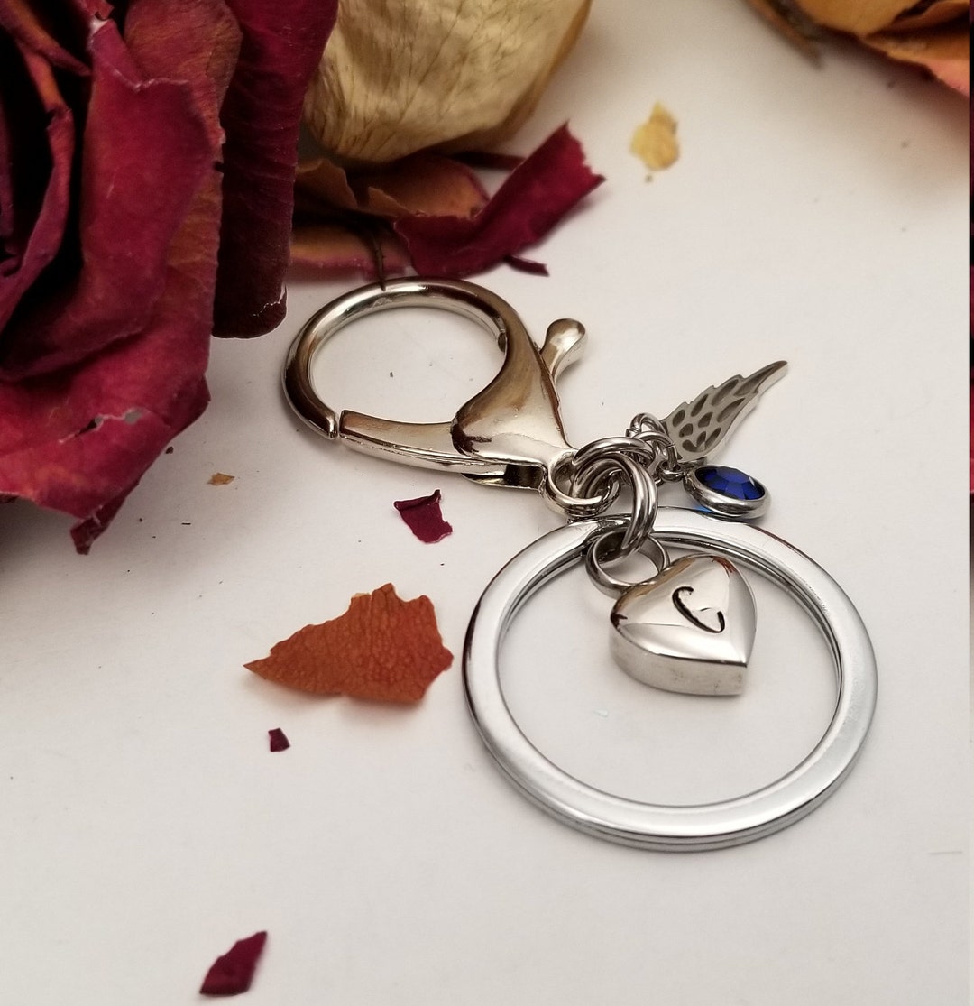Heart Urn Cremation Keepsake Keychain - Personalized Initial Human or ...