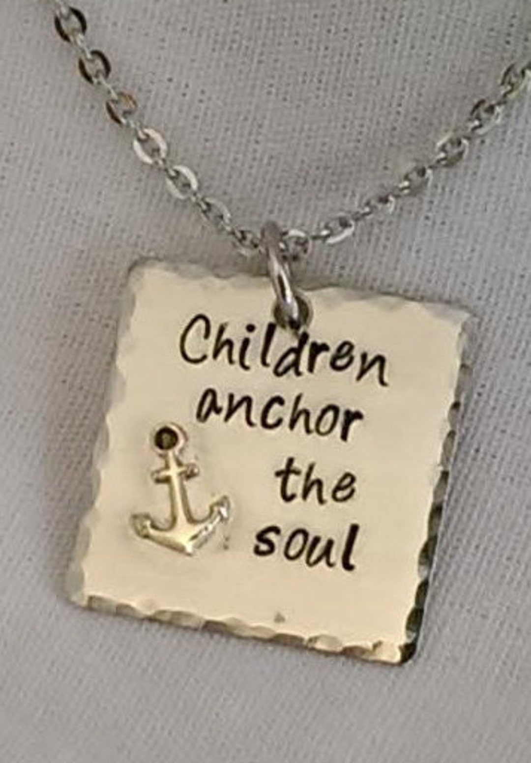 Children Anchor the Soul Hand Stamped Necklace - Brass Anchor Soldered ...