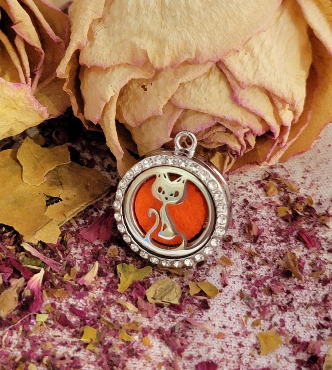 Memorial Locket Funeral Ash Hair Flowers Cat Kitten Necklace or ...