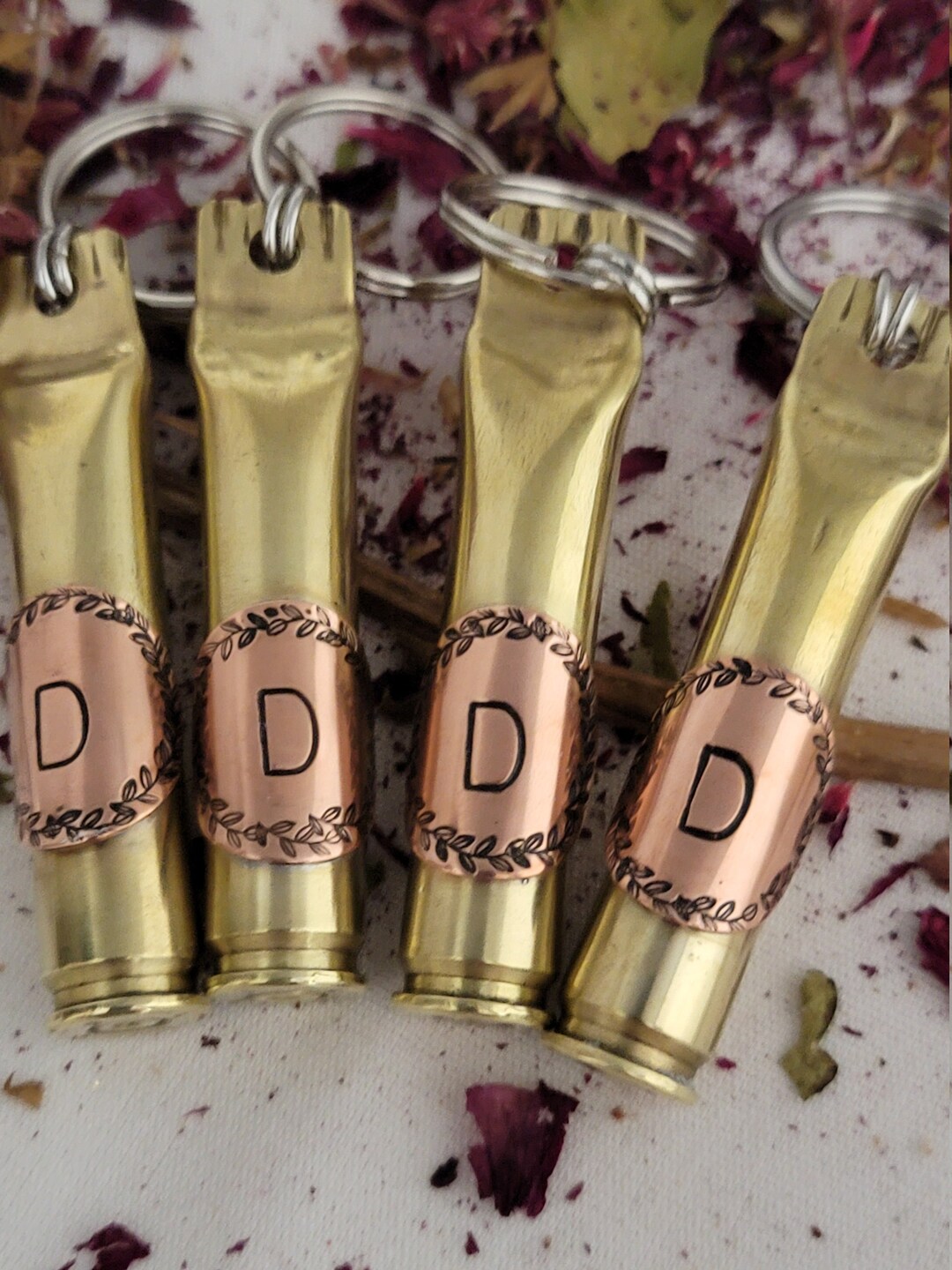 Bullet Shell Casing Initial Keychain - Spent Brass Shell Casing - Hand ...