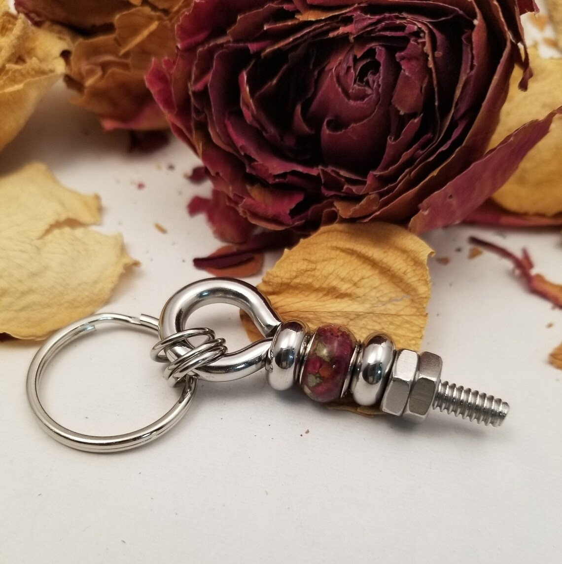 Memorial Flower Keepsake Bead Keychain European Big Hole - Etsy