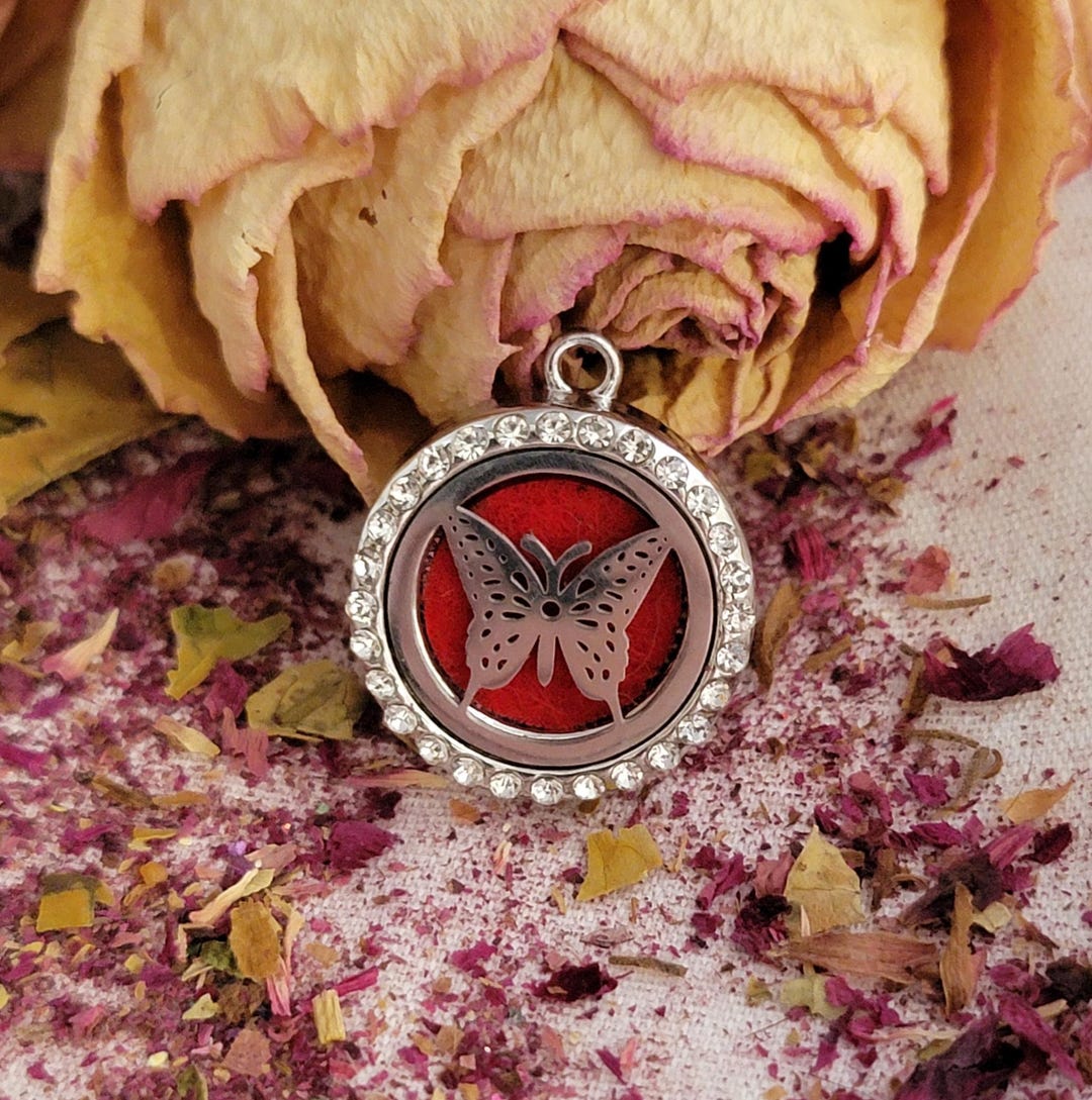 Memorial Locket Funeral Ash Hair Flowers Butterfly Necklace or Keychain ...