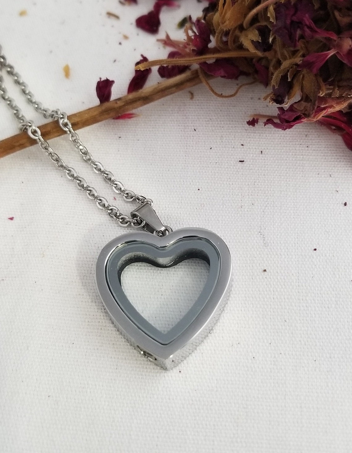 Cremation Ash Memorial Heart Glass Urn Necklace Pendant, Human Pet Ash ...