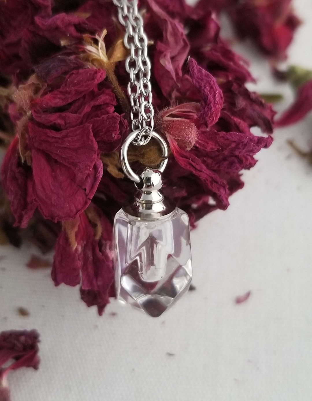 Glass Cremation Ash Hair Clear Urn Memorial Pendant Necklace ...