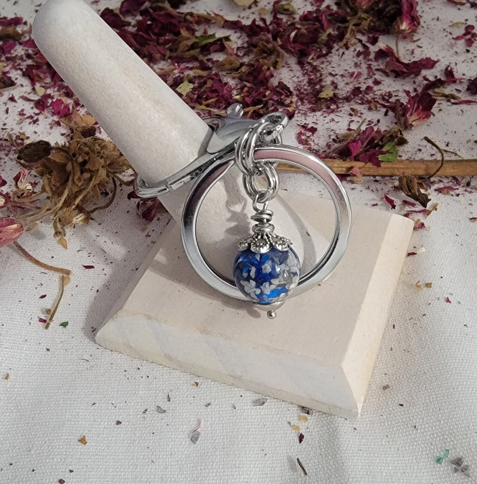 Cremation Ash Cremains Hair Flower Round Keepsake Keychain, Memorial ...