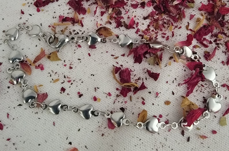 Stainless Steel Heart Link Bracelet: Minimalist Waterproof Chain - Etsy