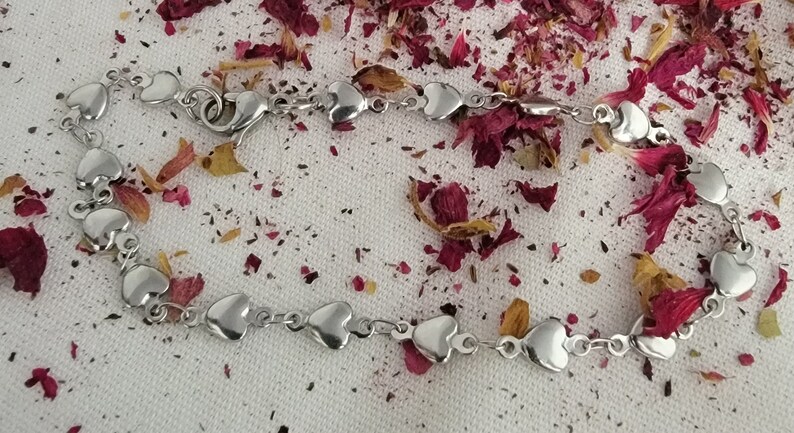 Stainless Steel Heart Link Bracelet: Minimalist Waterproof Chain - Etsy