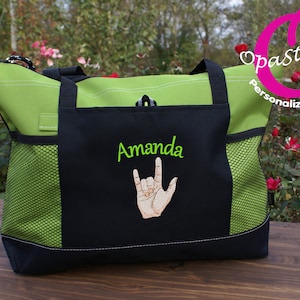 ASL Monogramed Bag Tote, Sign Language Tote Bag, Embroidered With Your ...