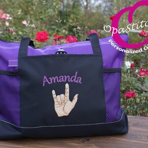 ASL Monogramed Bag Tote, Sign Language Tote Bag, Embroidered With Your ...
