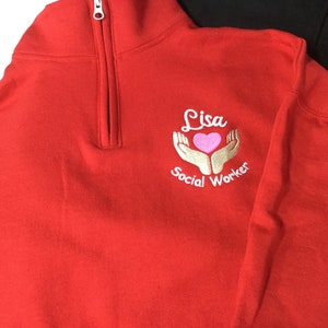Monogrammed Social Worker Quarter Zip Pullover, Sweater for Social ...