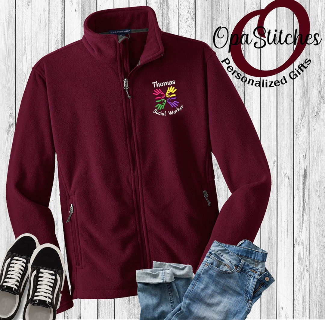 Men Unisex Monogrammed social worker jacket, case manager fleece jacket ...