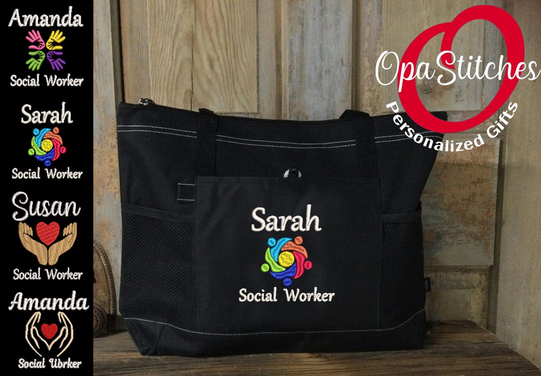 Personalized Embroidered Social Worker Tote Bag - LCSW, MSW, BSW Gift ...