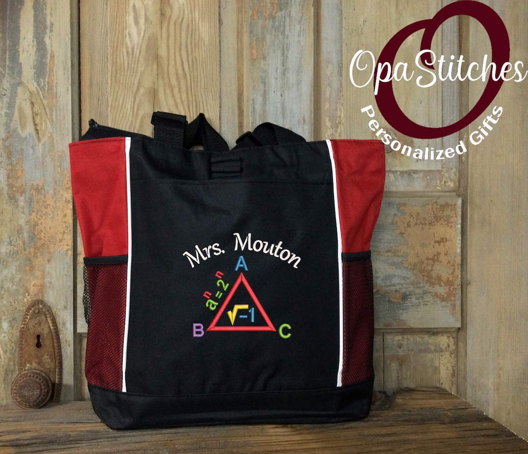 Math Geometry Teacher Tote Bag, Fully Embroidered With Teachers ...