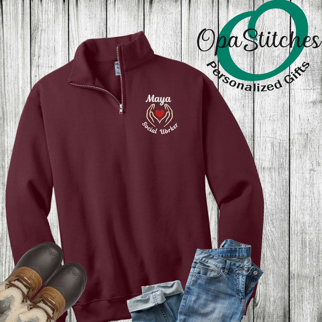 Monogrammed Social Worker Quarter Zip Pullover, Sweater for Social ...
