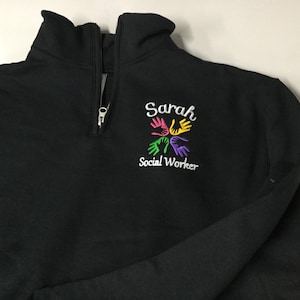 Monogrammed Social Worker Quarter Zip Pullover, Sweater for Social ...