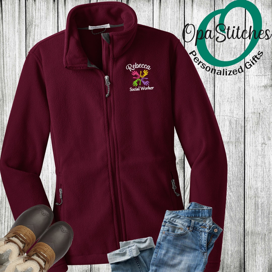 Personalized Social Worker Fleece Jacket, Embroidered MSW Jacket ...