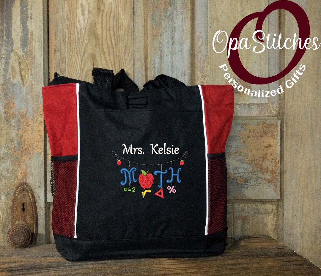 Embroidered Math Teacher Tote Bag, Monogrammed With Your Teachers Name ...