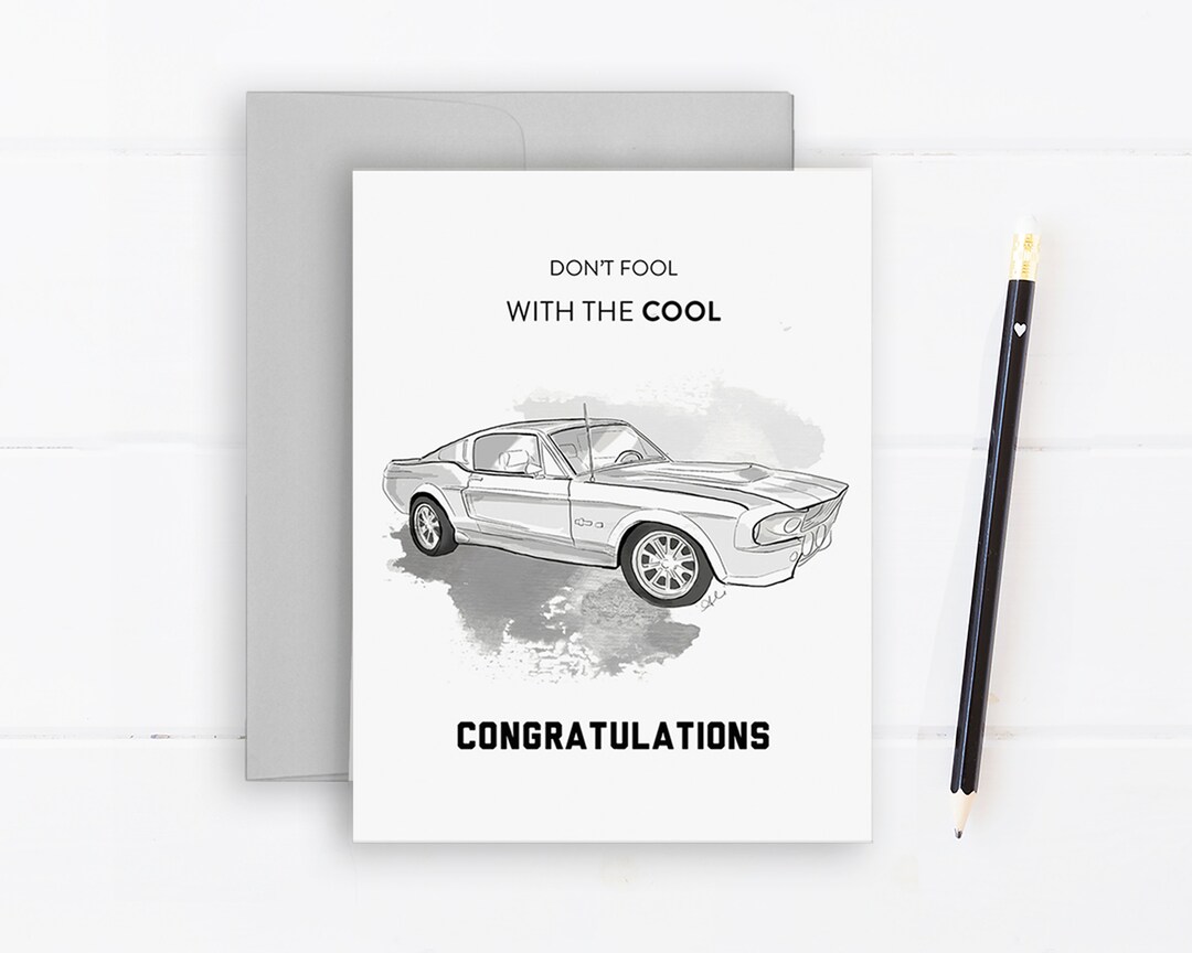 Mustang Congrats - Greeting Card, Car Illustration, Congratulations ...