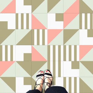 Floor Tile Stickers, Modern Geometric Graphic Backsplash, Peel and ...